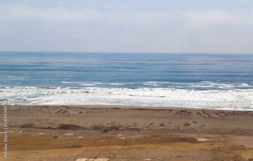 beaches of pisco, paracas, peru, The sea and the desert come together ...