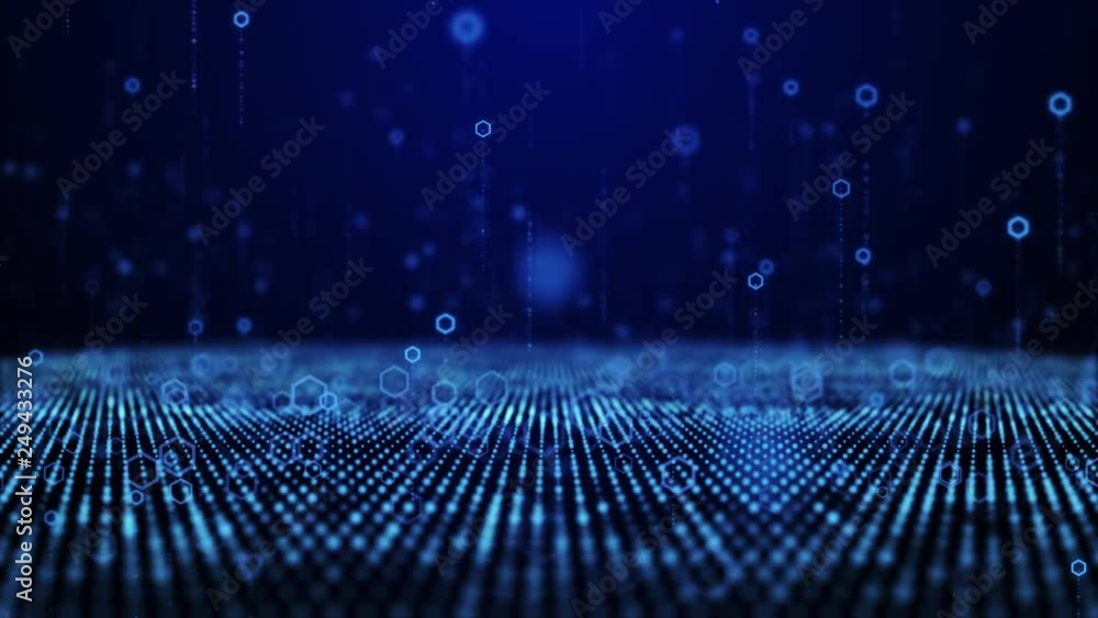 technology network data abstract blue binary code matrix background ...
