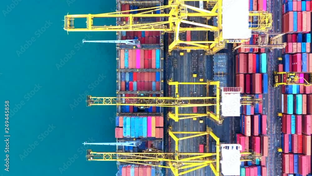 Container ship carrying container loading at port for import and export ...