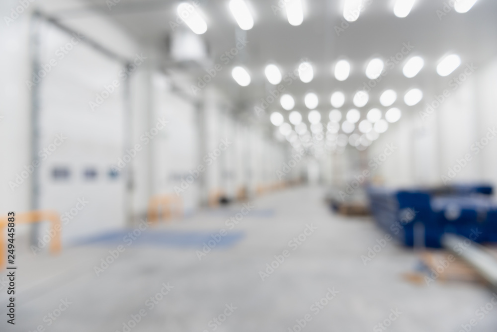 Blur image of New cold room storage for background. Refrigeration and ...