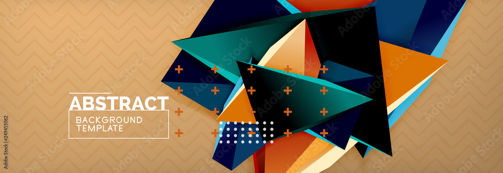 3d triangular shapes geometric background. Origami style pattern with ...