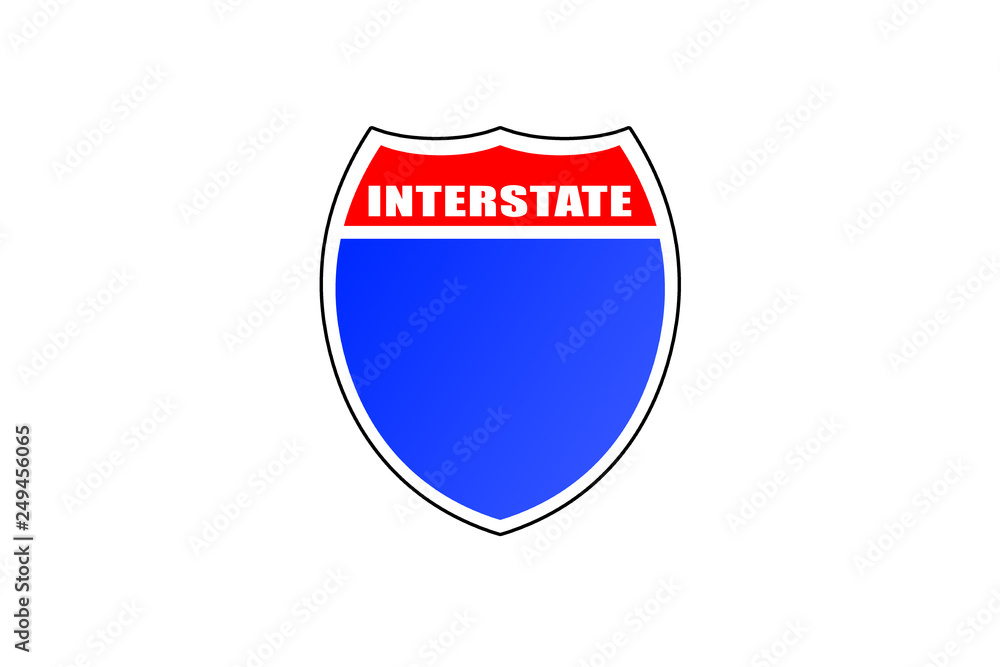 Blank Interstate highway road sign. USA. Stock Illustration | Adobe Stock