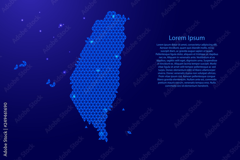 Taiwan map abstract schematic from blue triangles repeating pattern ...