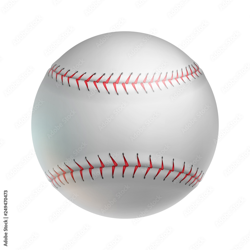 Realistic leather baseball ball isolated on white background. Sports ...