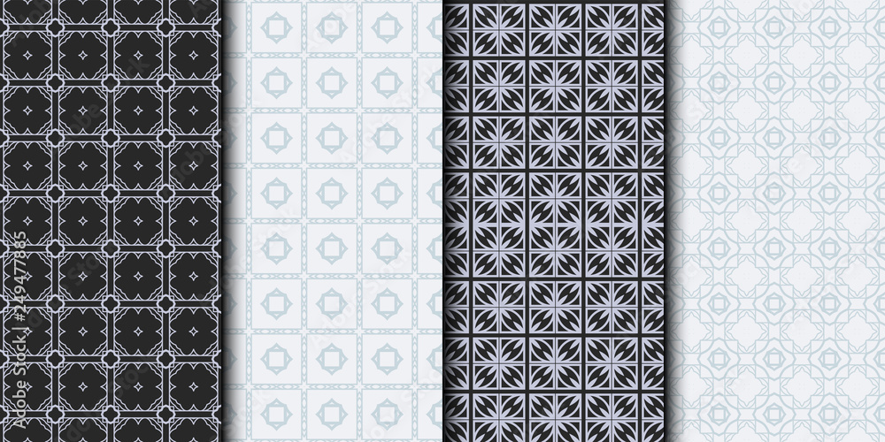 Set of Seamless Geometrical Linear Texture. Original Geometrical Puzzle ...