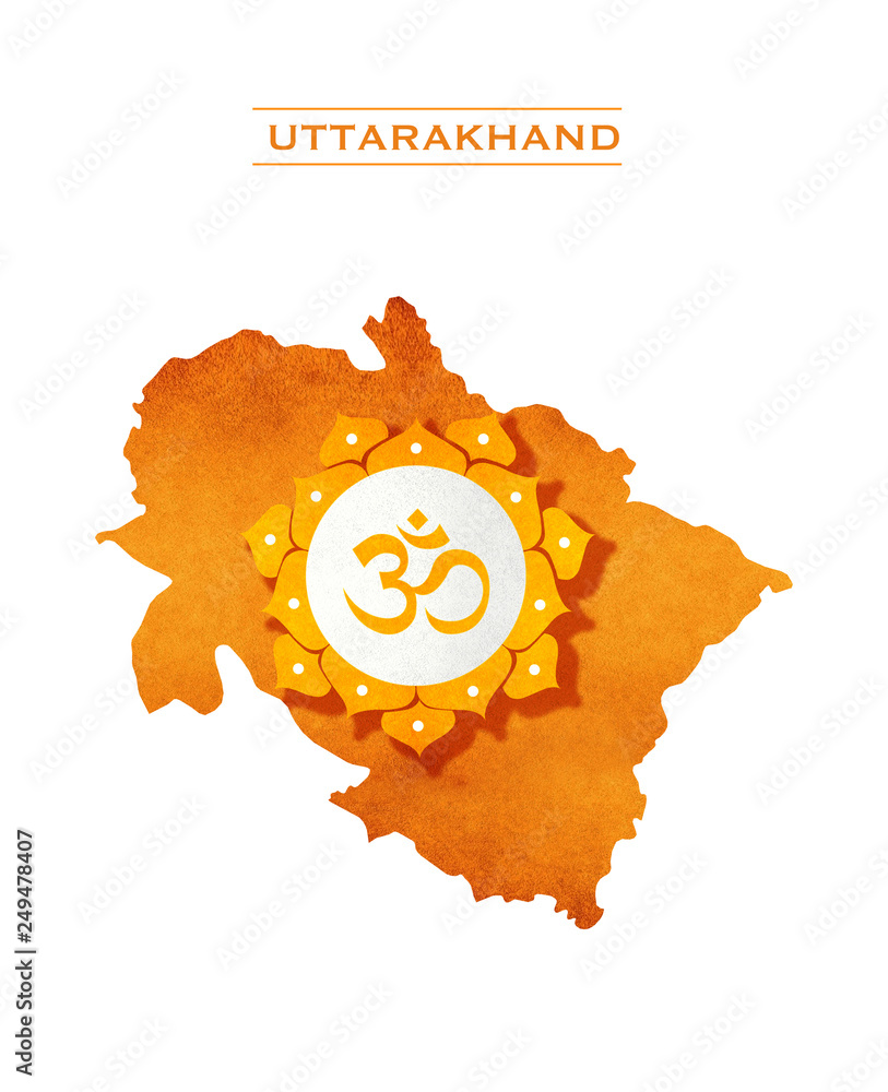 UTTARAKHAND STATE MAP OM SYMBOL Stock Illustration | Adobe Stock