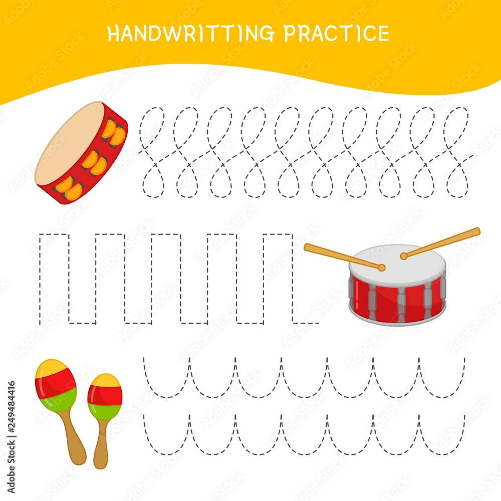 Handwriting practice sheet. Basic writing. Educational game for ...