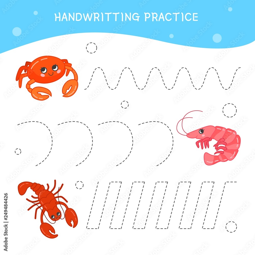 Handwriting practice sheet. Basic writing. Educational game for ...