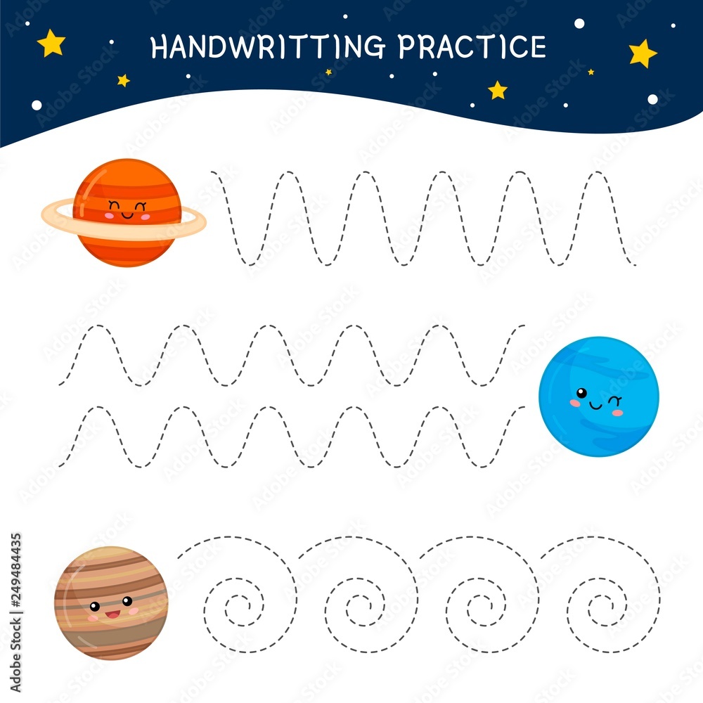 Handwriting practice sheet. Basic writing. Educational game for ...