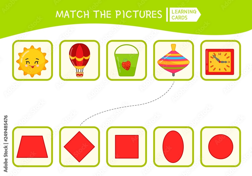 Matching children educational game. Match of objects and geometric ...
