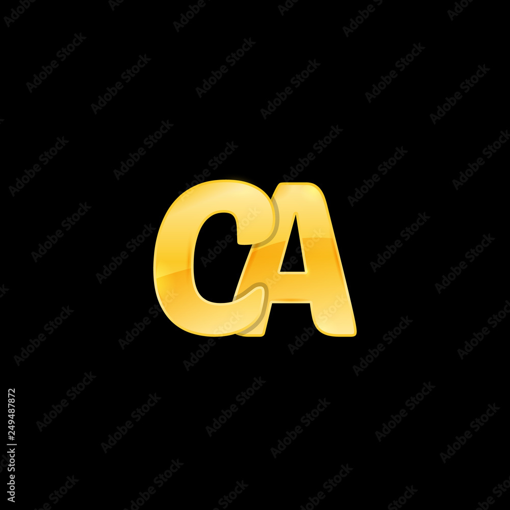 Initial Letter CA with red metallic texture, trendy, 3d glossy, metal ...