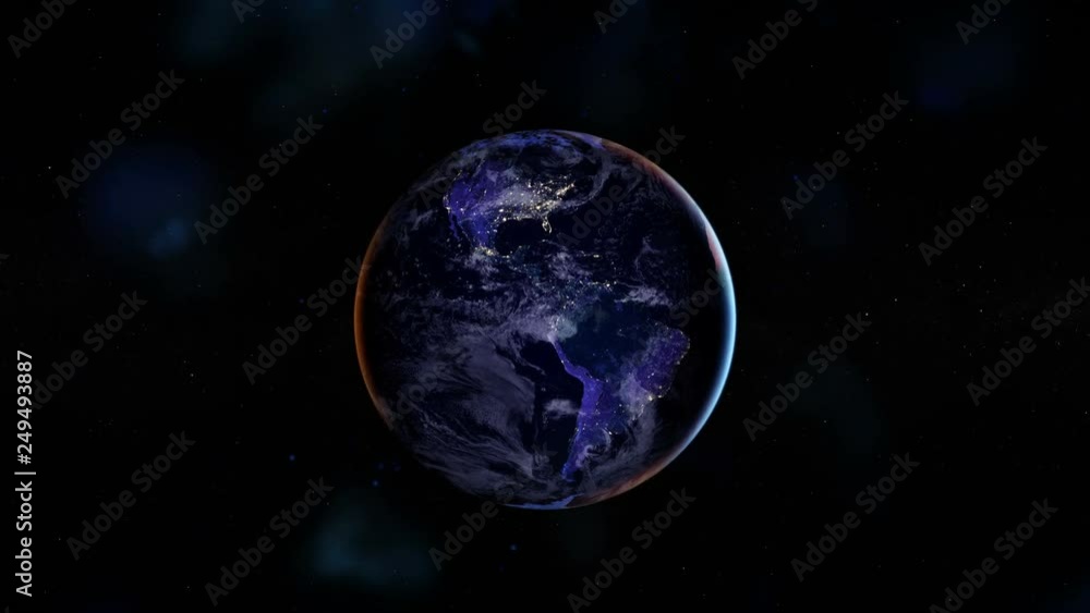 Vidéo Stock Night side of the Earth with city lights. North America and ...