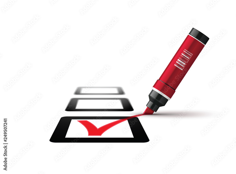 Red Marker Pen Drawing a Tick in a Check Box vector de Stock | Adobe Stock