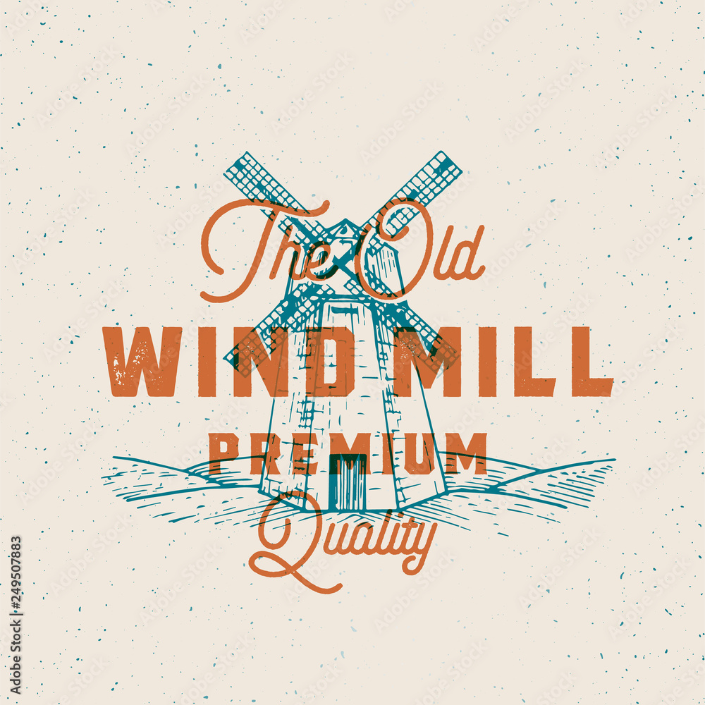 Old Windmill Abstract Vector Sign, Symbol or Logo Template. Wind Mill ...