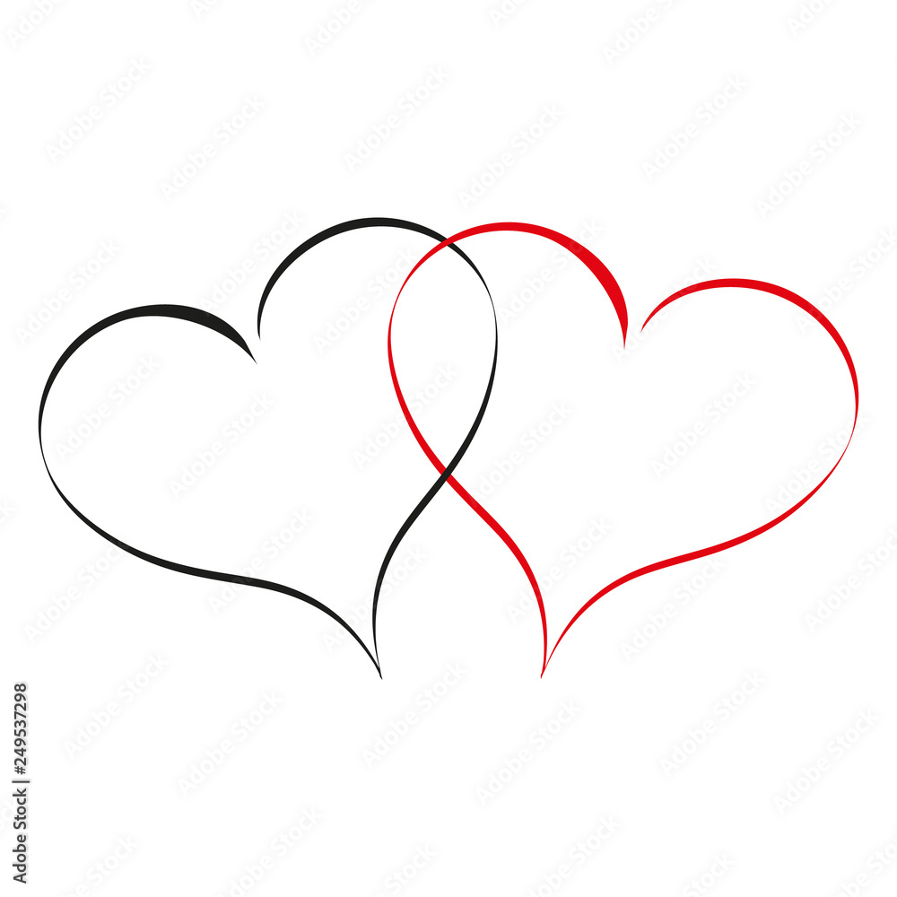 Heart two love sign. Icon on white background. Romantic symbol linked ...
