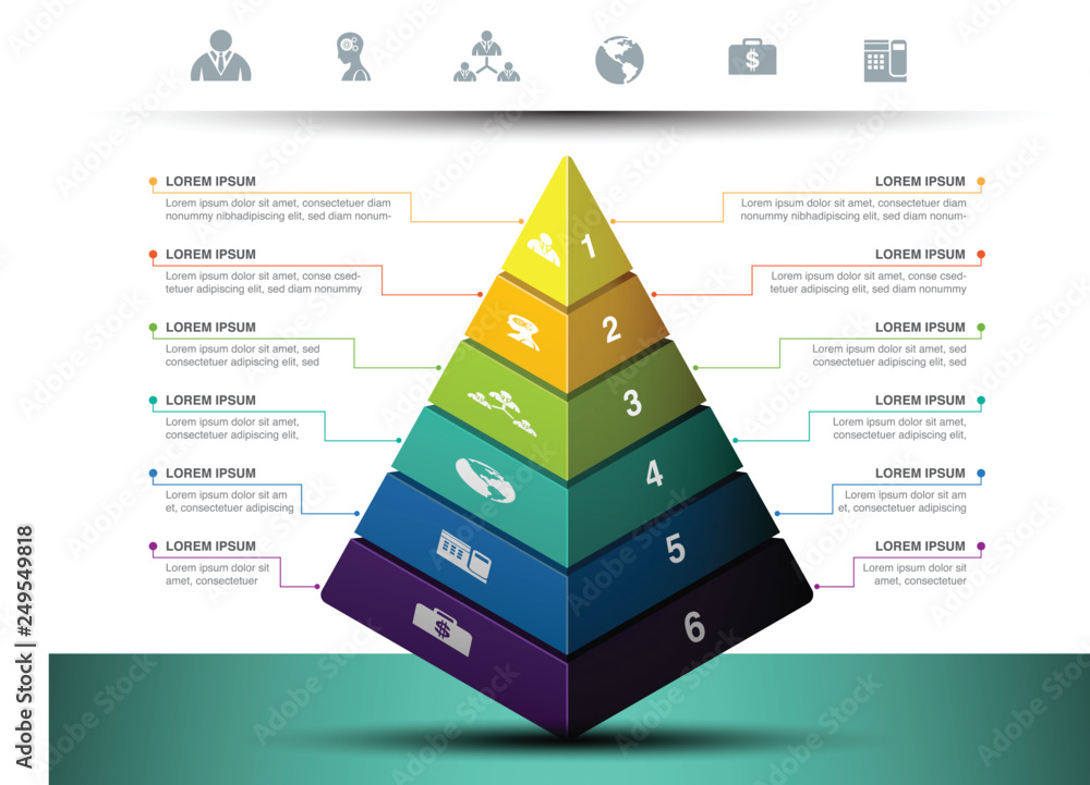 Pyramid graph with icon Stock Vector | Adobe Stock