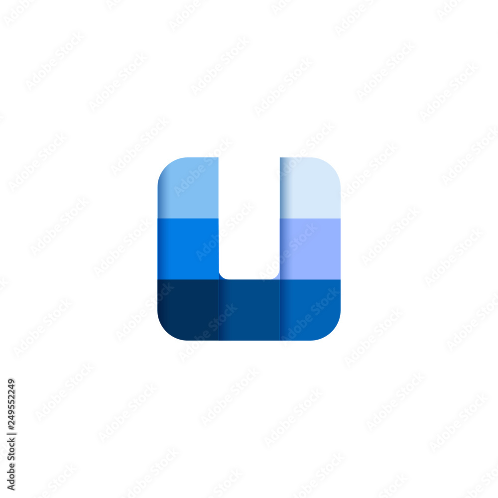 Initial Letter U Square Pixel Logo Design Inspiration in Blue Gradient ...