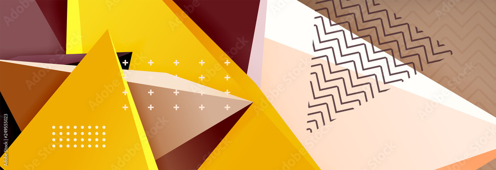 3d triangular shapes geometric background. Origami style pattern with ...