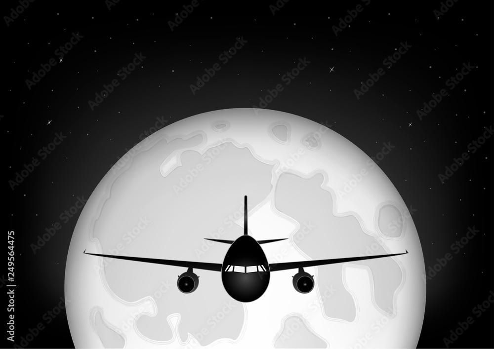 Airplane Flying In Sky Night