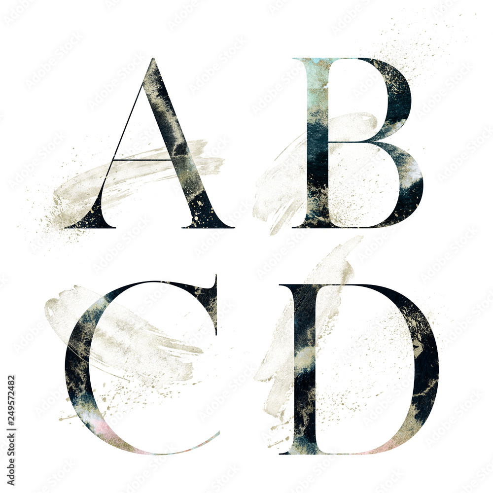 Abstract Alphabet Font Set - textured letters A, B, C, D composition ...