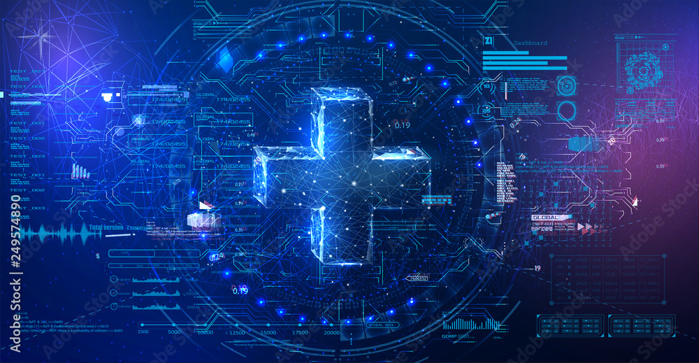 Abstract health science consist health plus digital technology concept ...