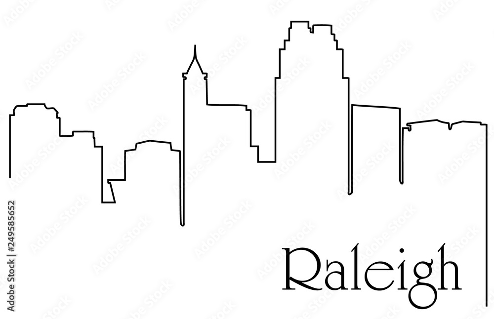 Raleigh city one line drawing abstract background with cityscape Stock ...