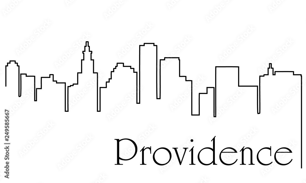Providence city one line drawing abstract background with cityscape ...