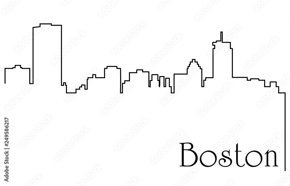 Boston city one line drawing abstract background with cityscape Stock ...