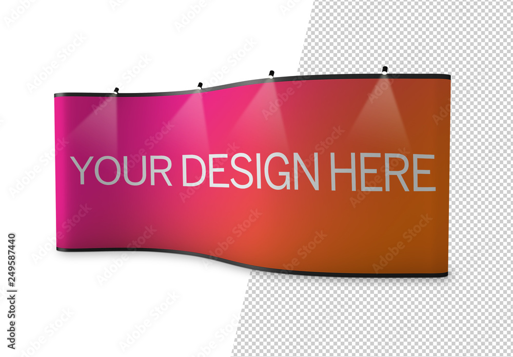 Curved Pop-Up Banner with Overhead Lights Mockup Stock Template | Adobe ...
