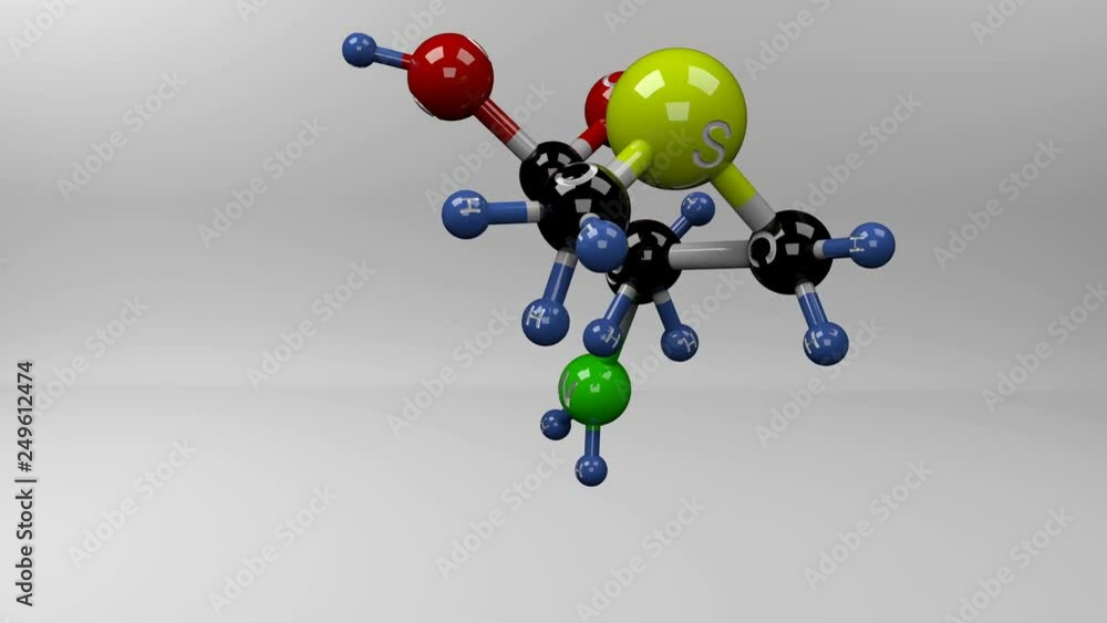 Methionine molecule. Molecular structure of essential amino acid ...