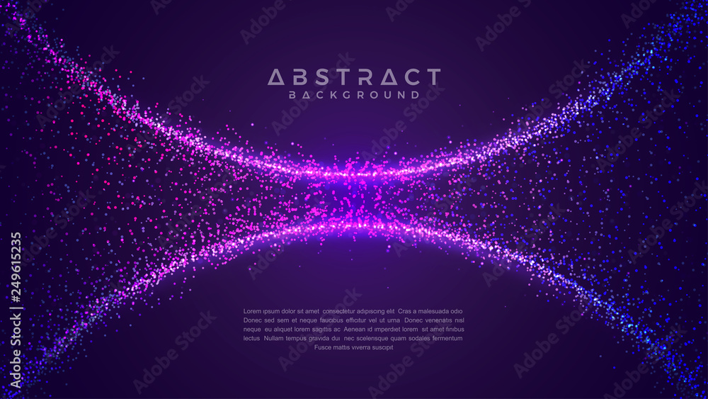 Dynamic abstract liquid flow particles background. Shining abstract particle flow background ...