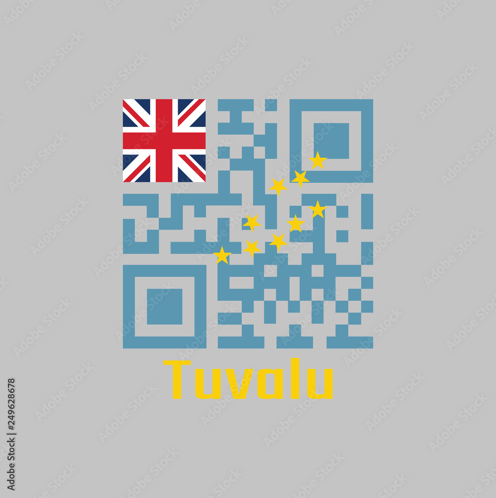 QR code set the color of Tuvalu flag. a Light Blue Ensign with the Map ...