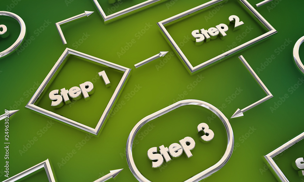 Step 1 2 3 Process Map Jobs Tasks Workflow 3d Illustration Stock ...