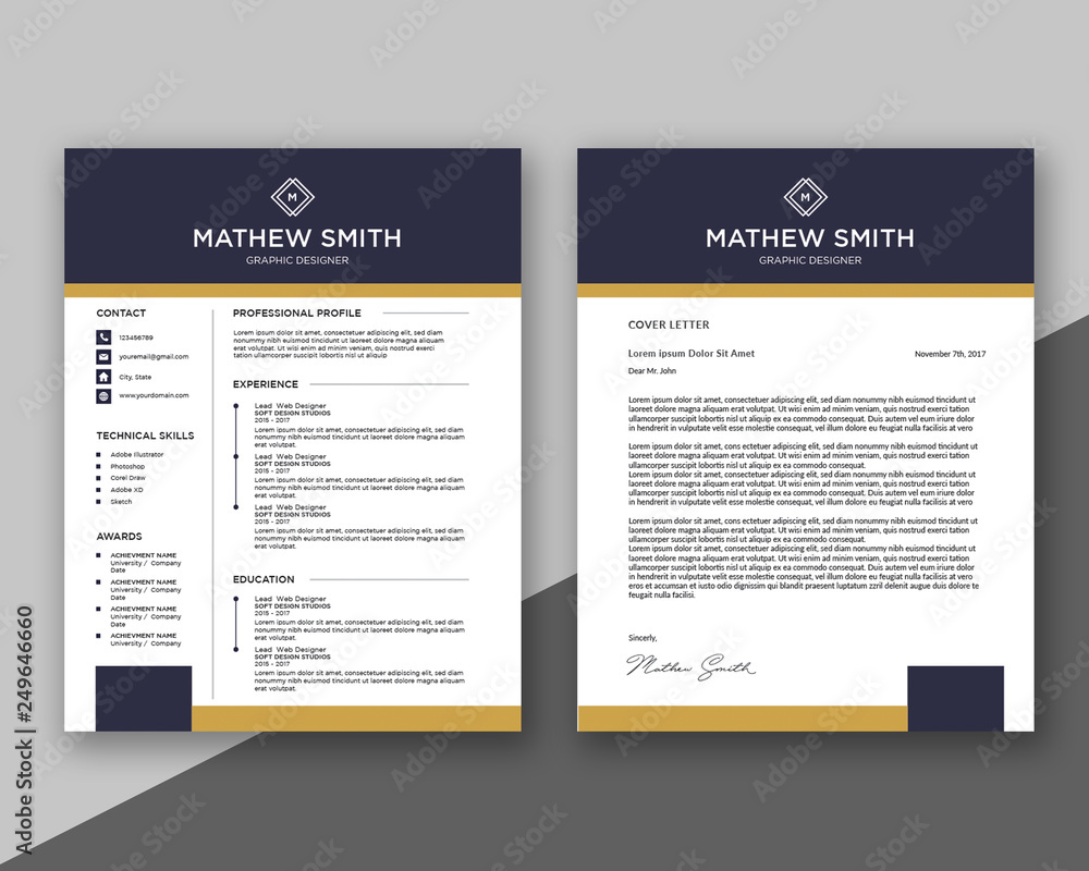 Professional CV resume template design and letterhead / cover letter ...