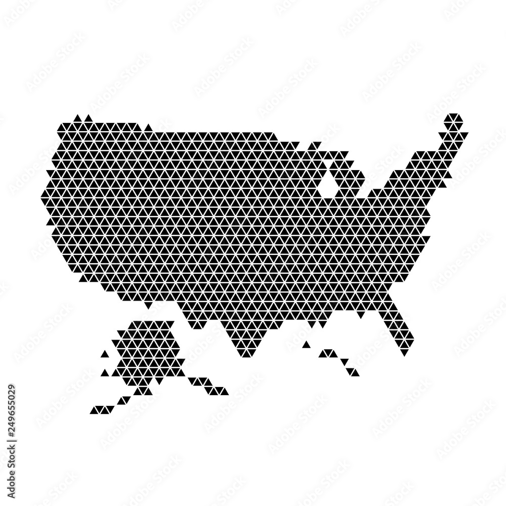 United States of America USA map abstract schematic from black ...