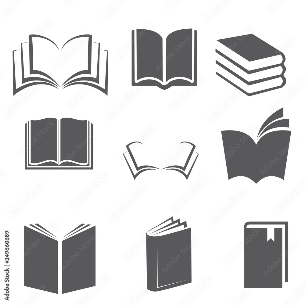 Book icon set Stock Vector | Adobe Stock