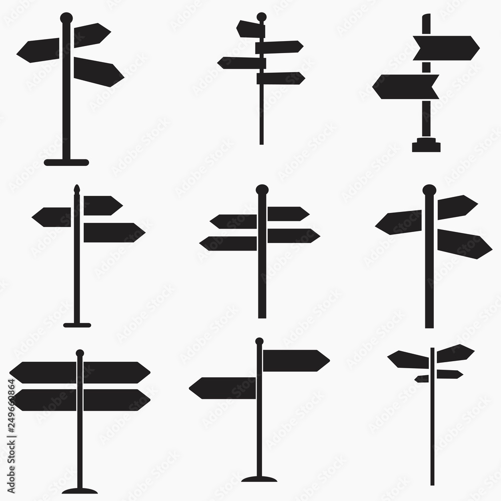 Road signs icons set. Flat design. Vector illustration Stock Vector ...