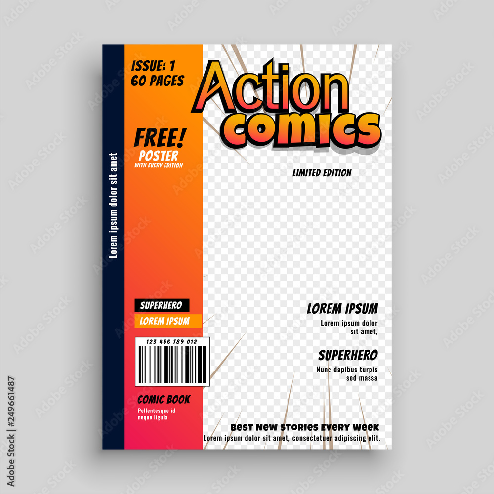 action comic book cover page template design Stock Vector | Adobe Stock
