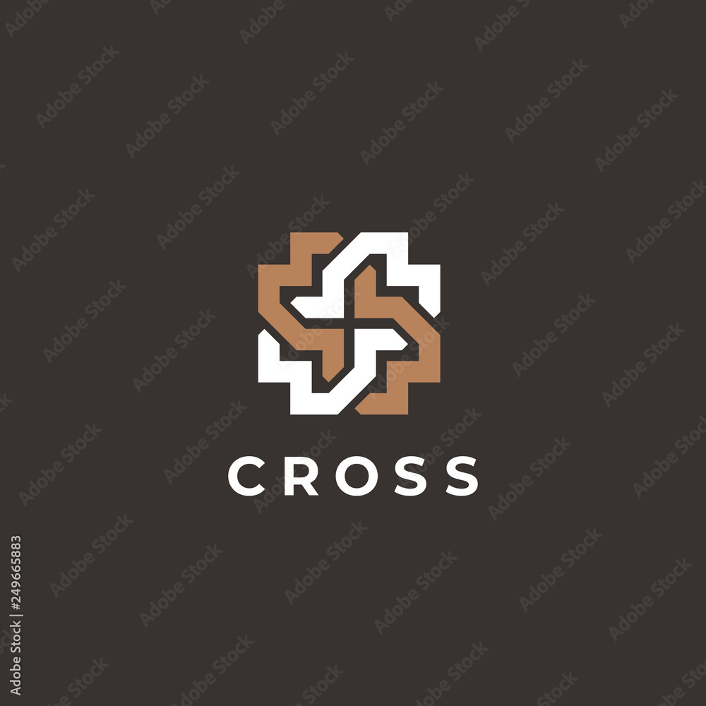 Abstract premium linear vector cross logo. Abstract geometric cross ...