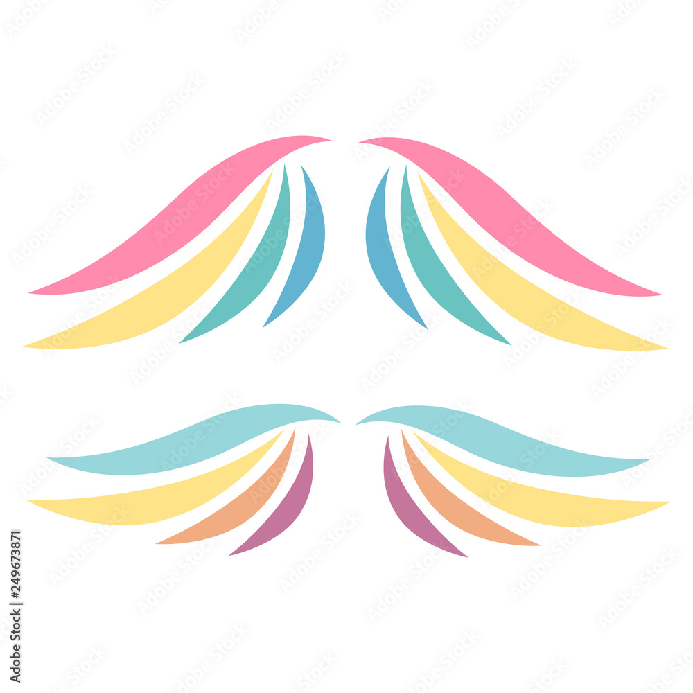 Wings angel set. Bird wings vector logo. Vector angel winged label ...
