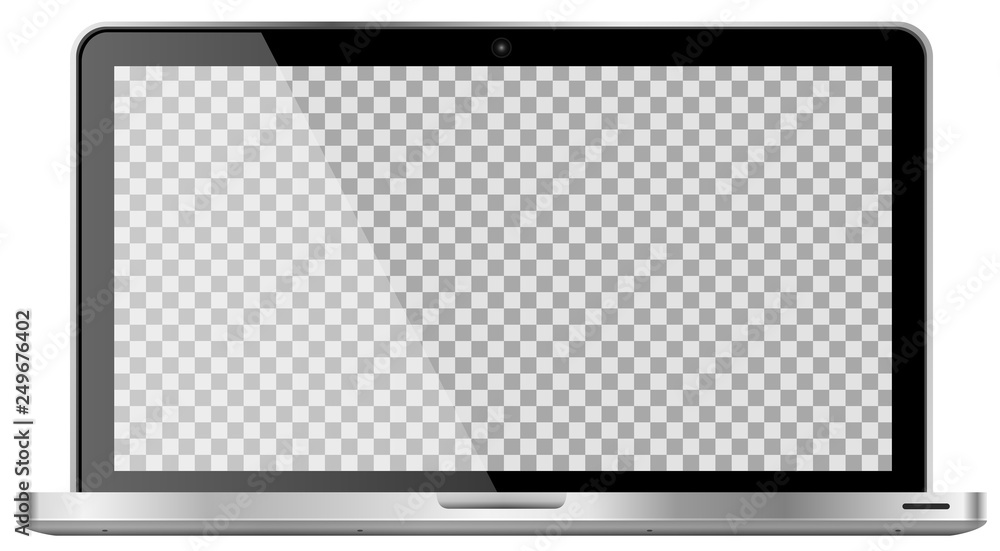 Realistic modern 4k laptop isolated on white background. Empty ...