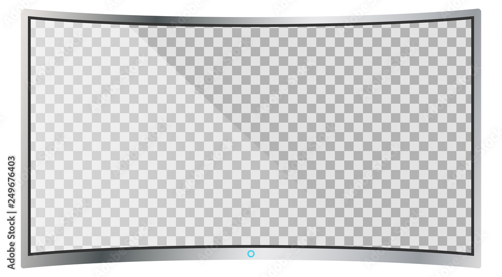 Realistic modern curved 4k TV monitor isolated on white background ...