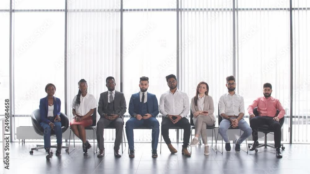 Young professionals on job interview. University graduates trying to ...