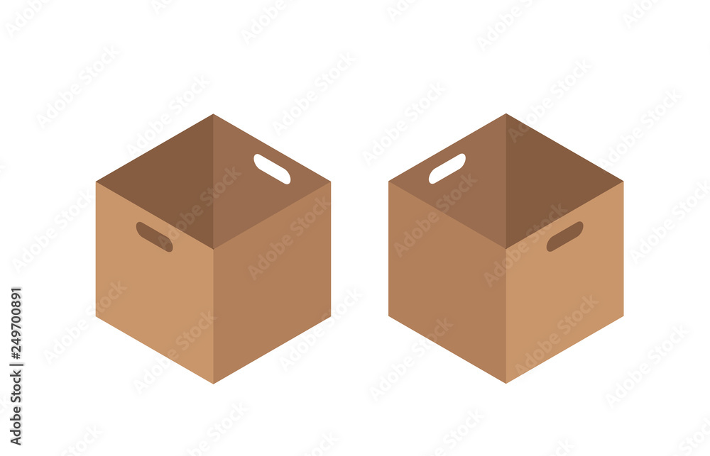 Carton packaging box. Isometric carton packaging box images with postal ...