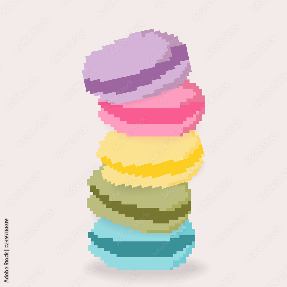 Vector illustrator of colorful assorted macaroons sweet cake. Stack of ...