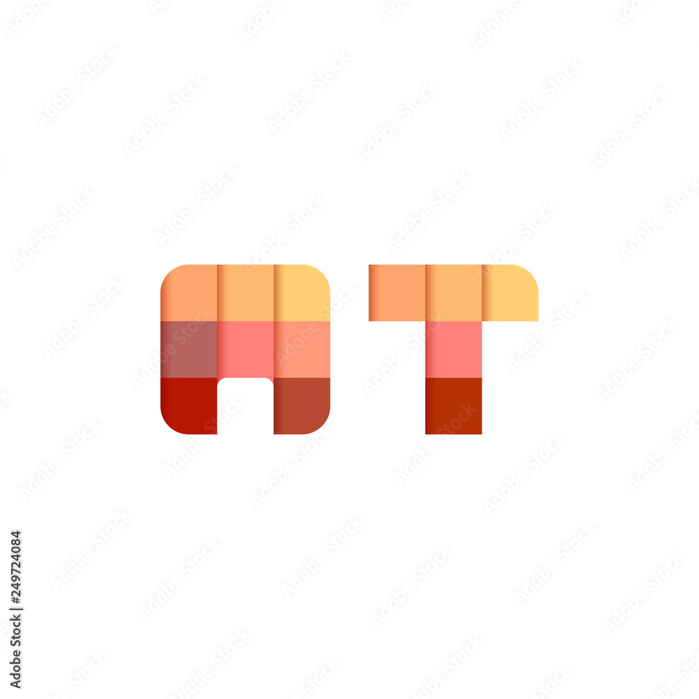 Initial Letters AT Square Pixel Logo Design Inspiration in Red Gradient ...