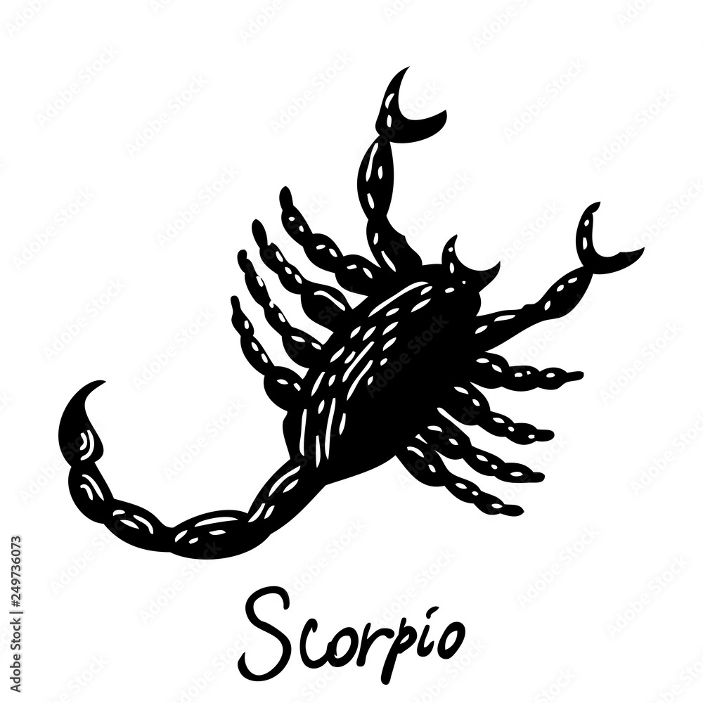 Scorpio zodiac hand drawing sign for horoscope. Usable for mystic ...
