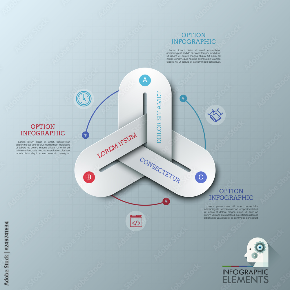 Modern infographic design templates with 3 colorful chain links ...