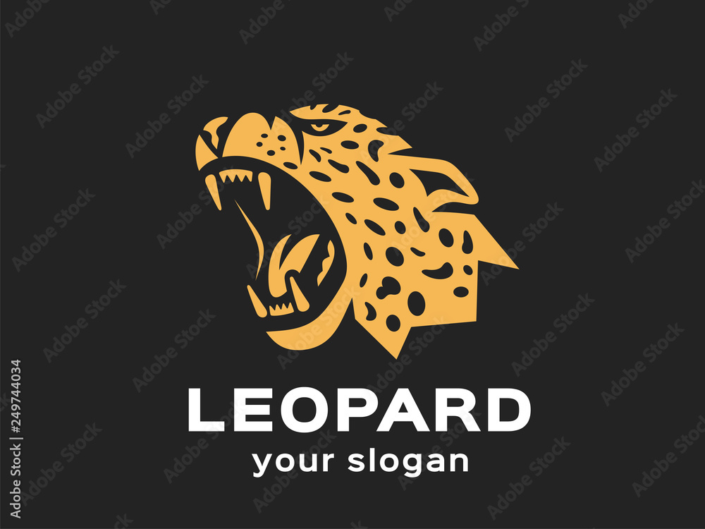 Leopard logo. Vector format, available for editing. Gold version. Dark ...