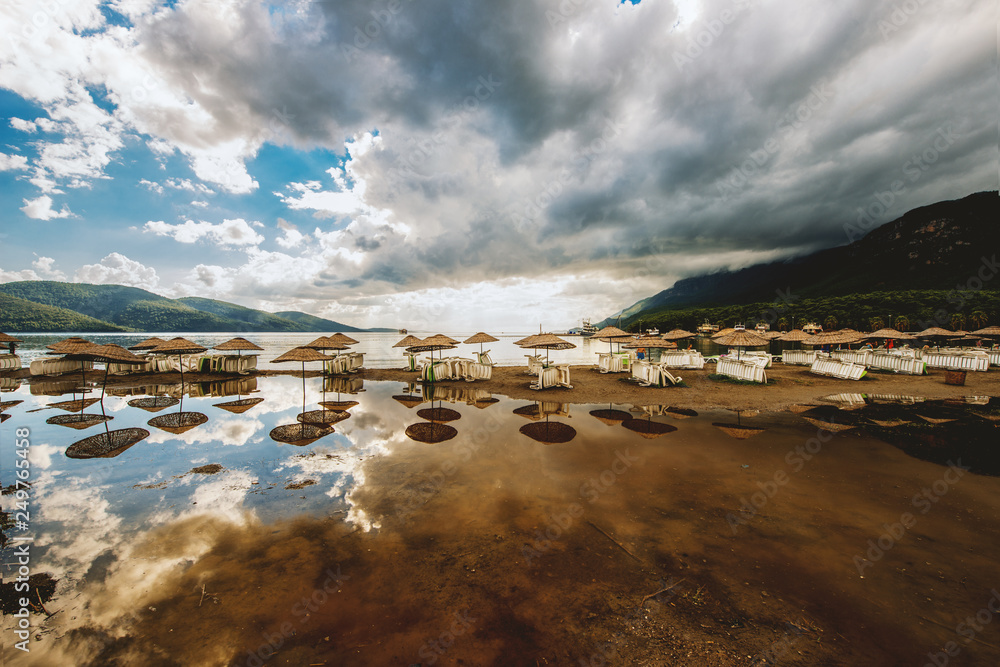 Akyaka, Turkey . People are taking tour on Azmak Stream in Akyaka ...